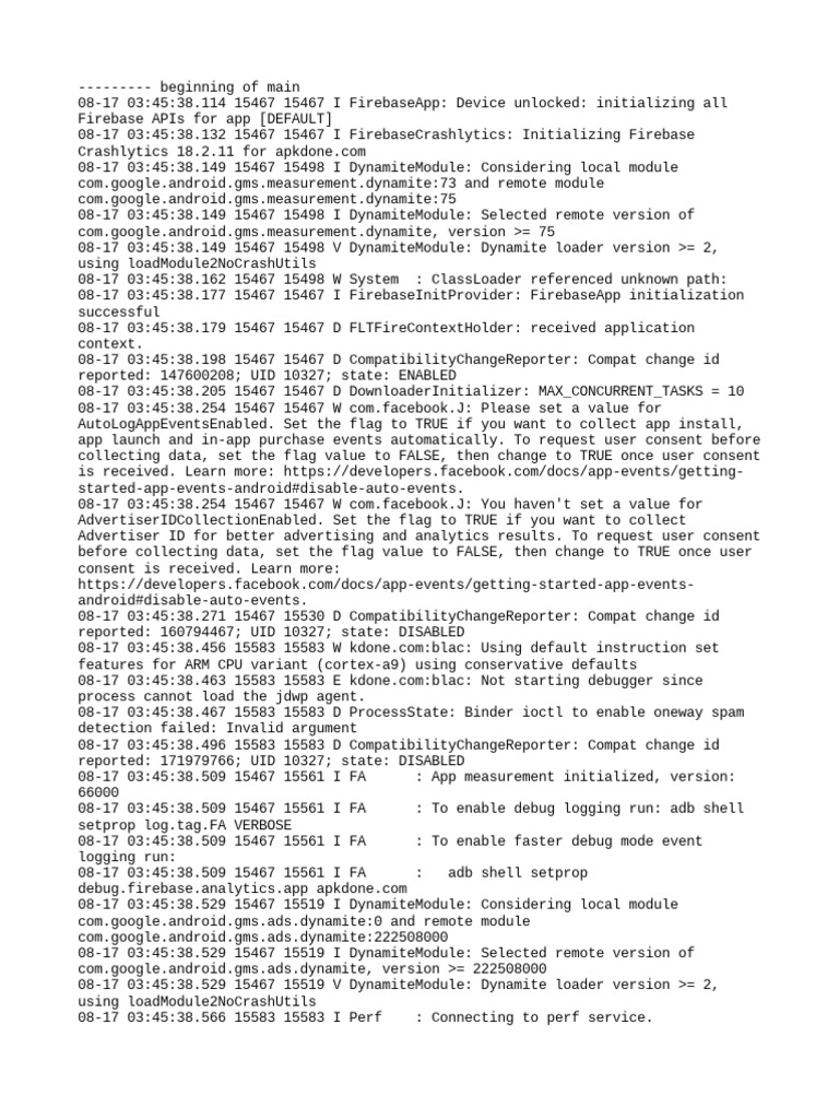 Logcat | PDF | Java (Programming Language) | Facebook