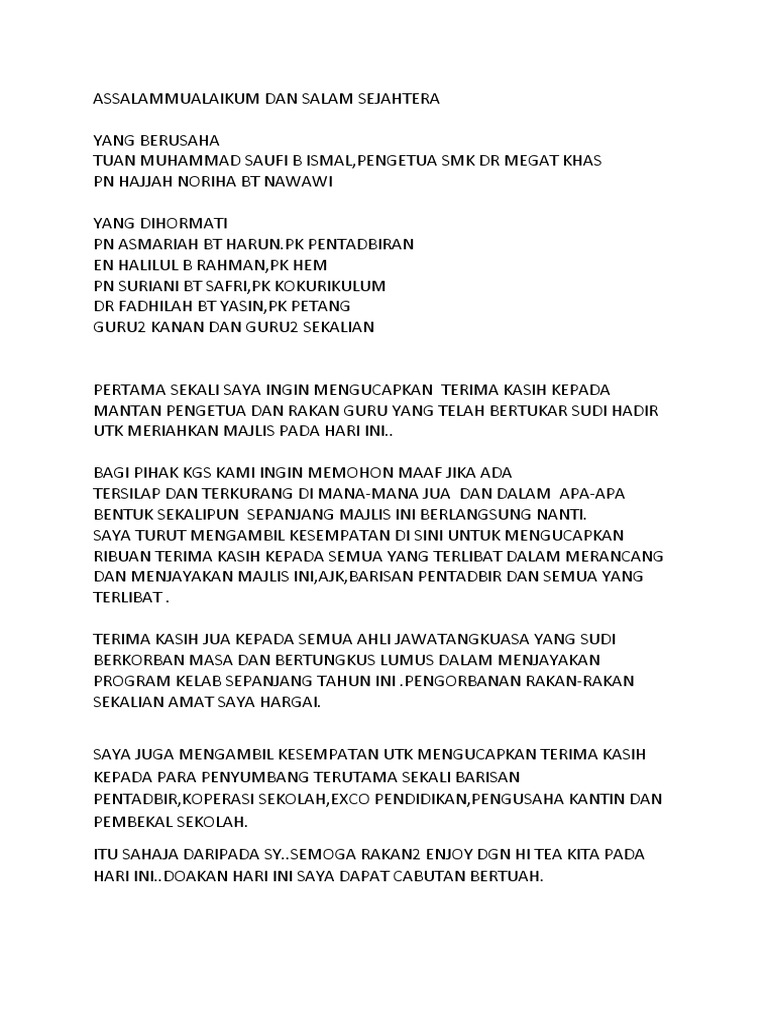 Ucapan Pengerusi KGS | PDF