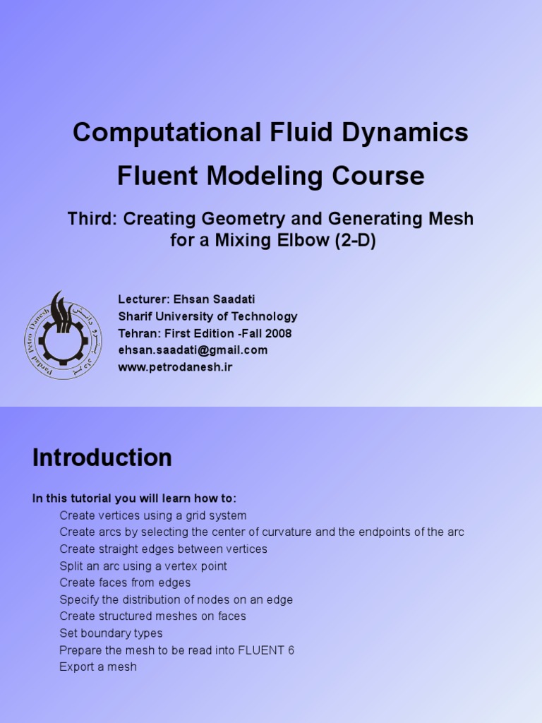 Third Creating Geometry and Generating Mesh For A Mixing Elbow (2-D ...