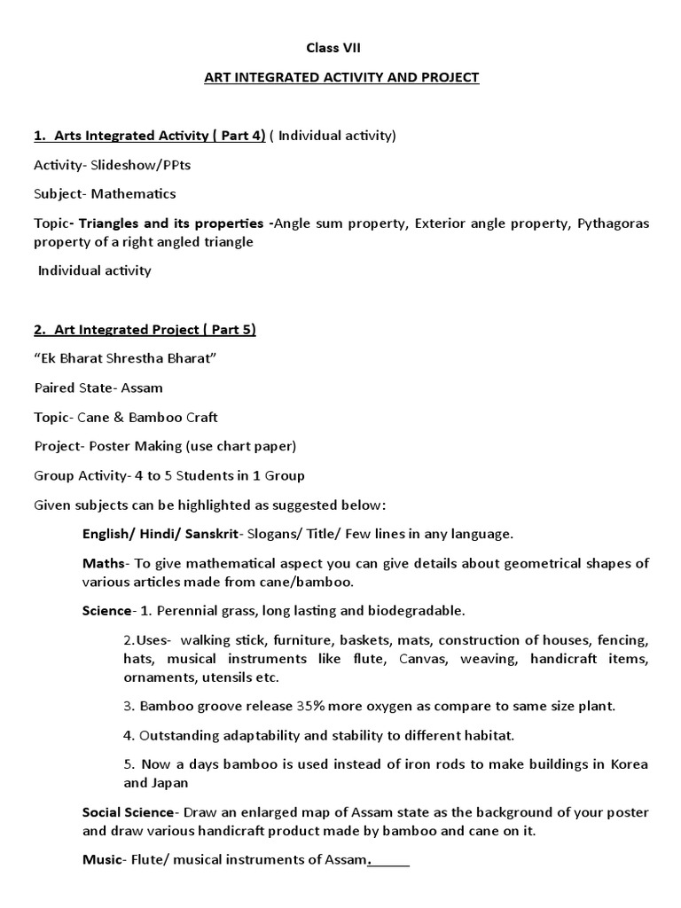 CBSE Art Integration Class VII (1) | PDF
