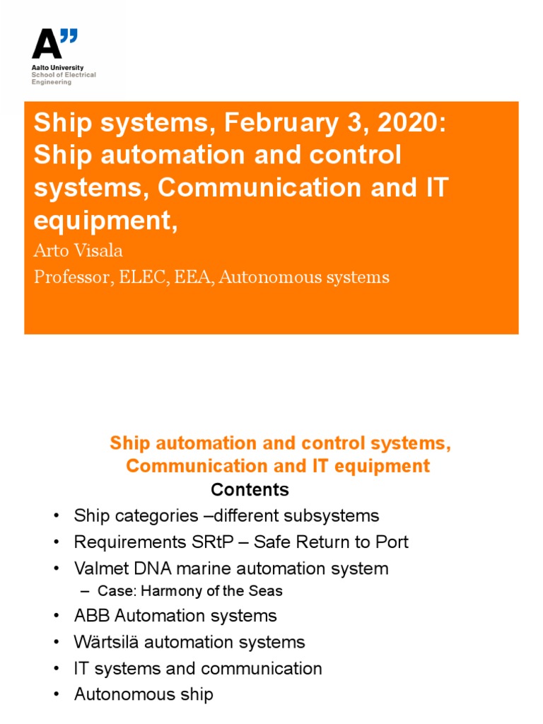 2020 MEC E2005 Ship Systems - Lecture 9 EF2 - Ship Automation 1 | Download Free PDF | Computer ...