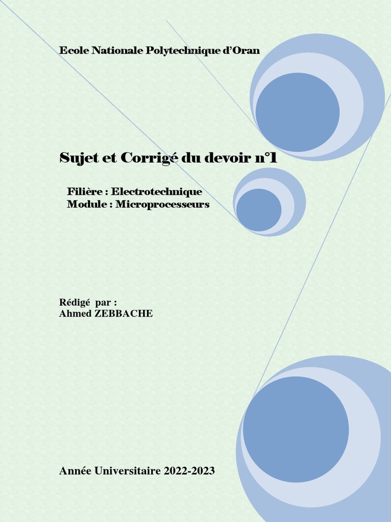 Corrigé - Devoir N°1-ELT - 2022 - 2023 | PDF | Structure de contrôle | Langage de programmation