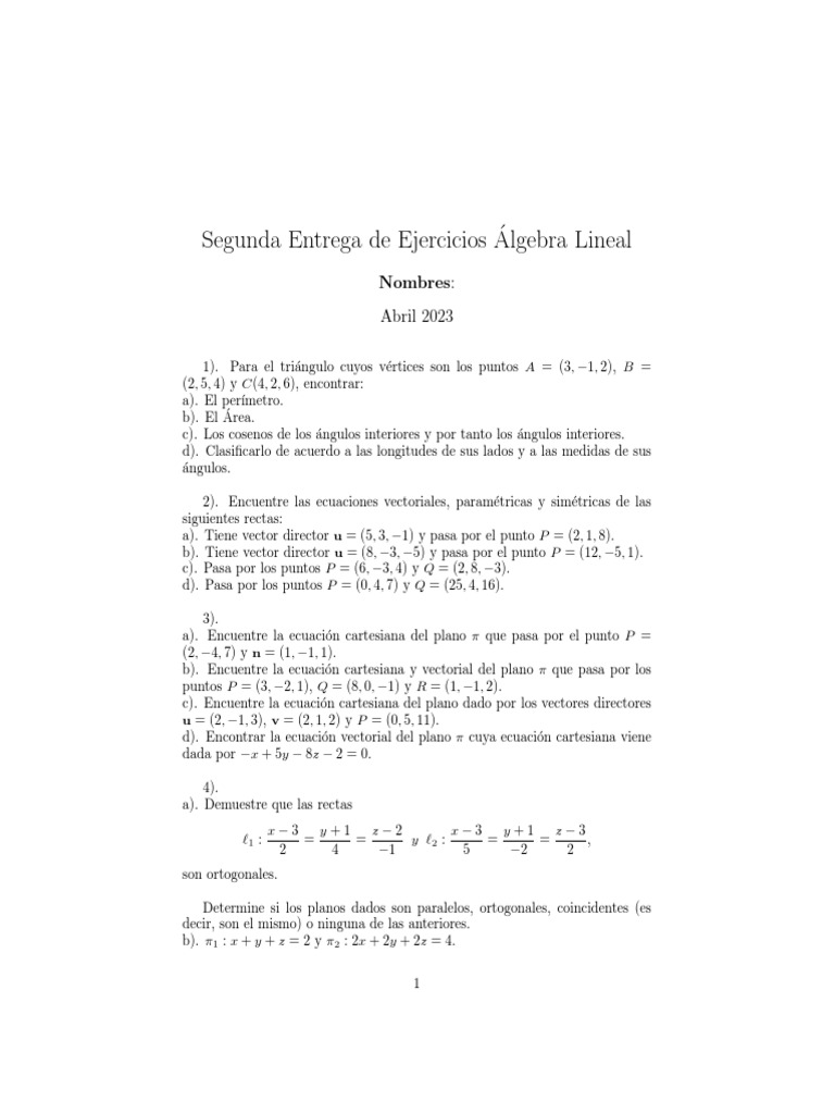 Taller 2 Lgebra | PDF | Geometria plana) | Ángulo
