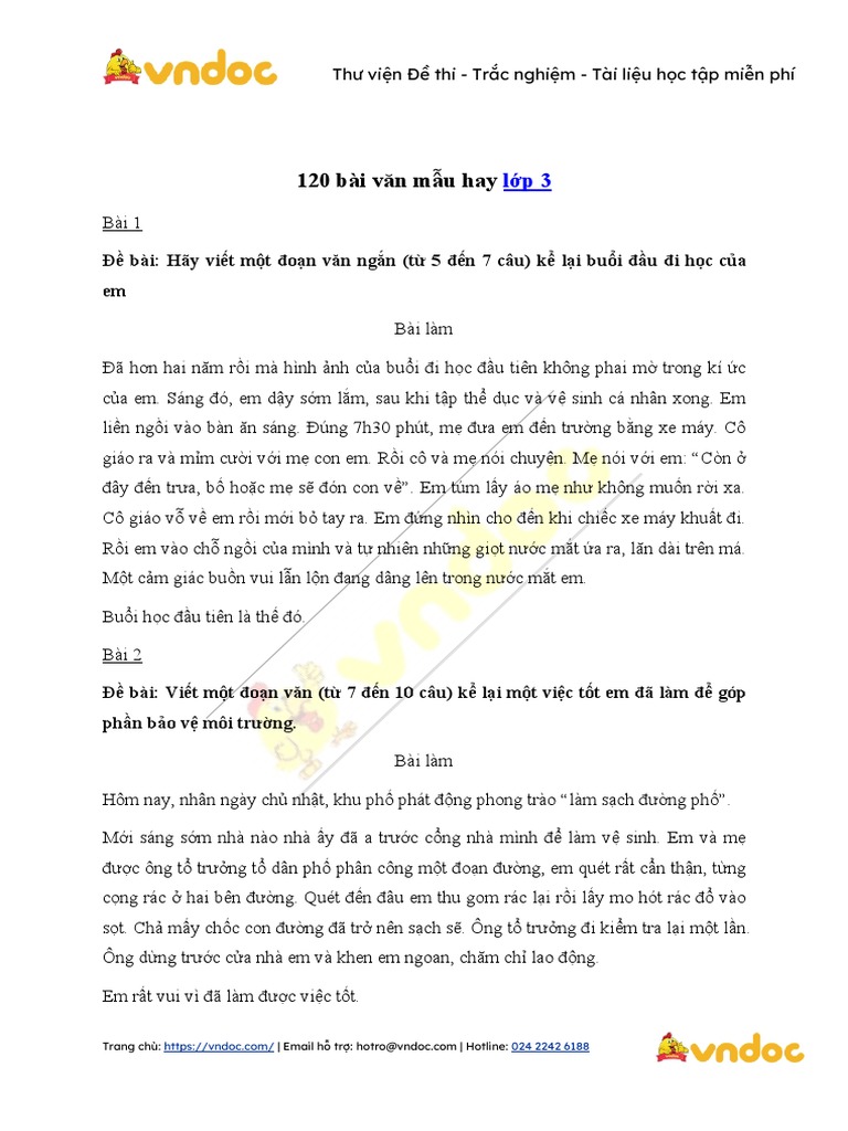 120 Bai Van Mau Lop 3 | PDF