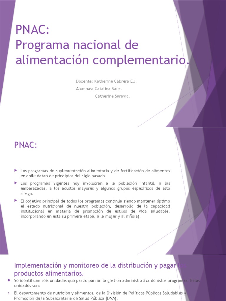 Pnac Gestion de Salud | PDF | Leche | Alimentos