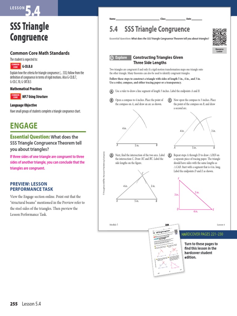 SSS Triangle Congruence: Engage | PDF | Triangle | Geometry