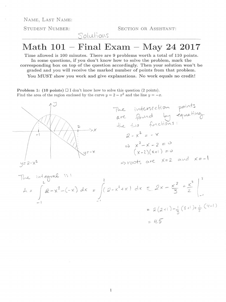 Math101 Final Samp | PDF