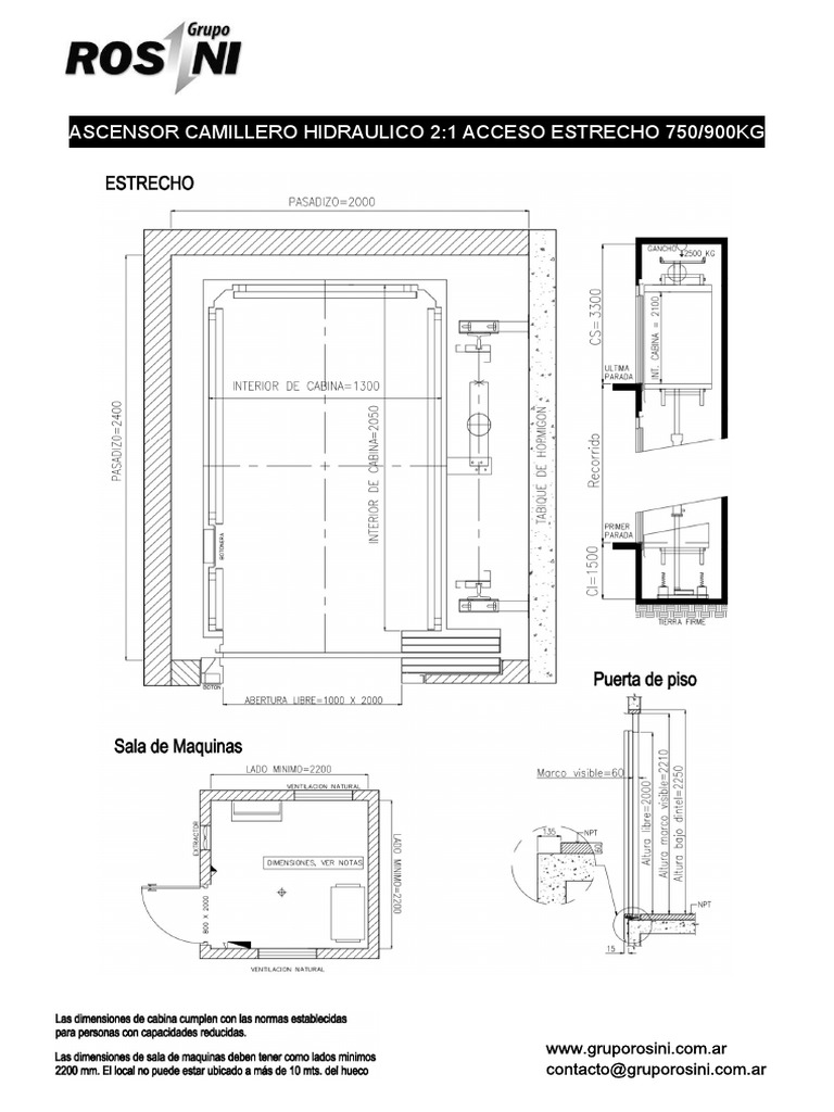 Ascensor Camillero Hidráulico 2:1 | PDF