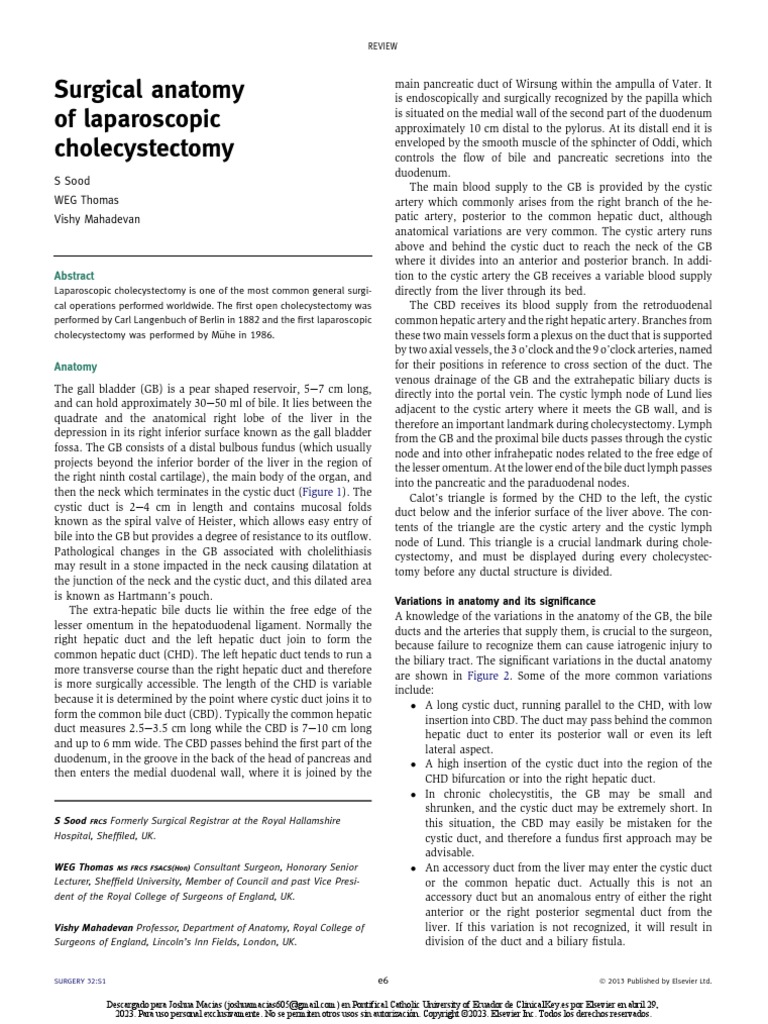 Anatomy of Laparoscopic Cholecystectomy | PDF | Liver | Gallbladder