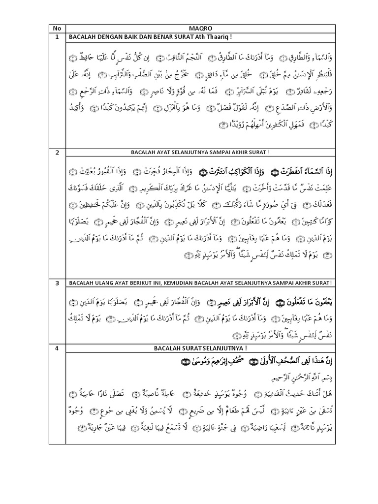 CONTOH MAQRO MHQ Juz 30 | PDF