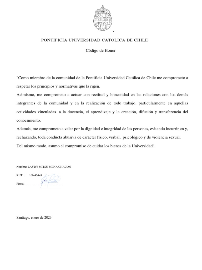 Codigo Honor UC | PDF