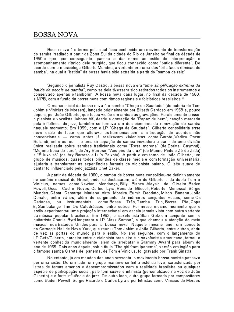 Bossa Nova | PDF | Música popular