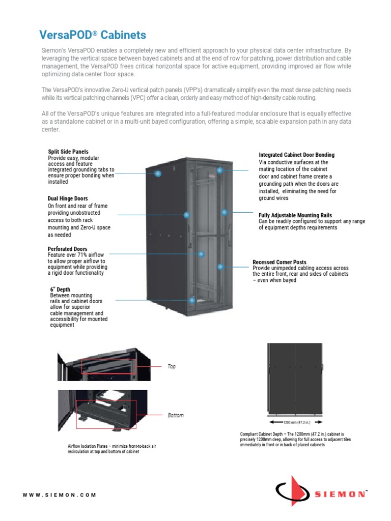 Siemon Versapod Cabinet Rev B - Spec Sheet | PDF | Manufactured Goods | Equipment