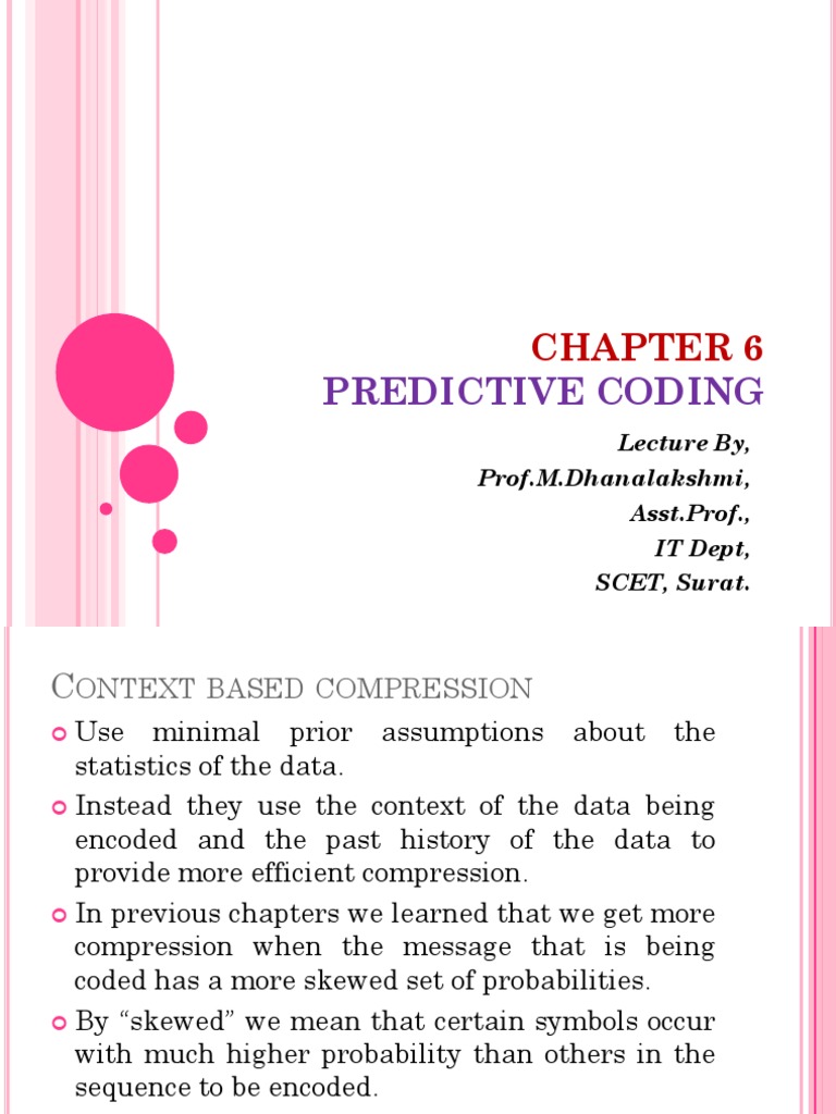 Chapter 6 - Predictive Coding | PDF | Data Compression | Encodings