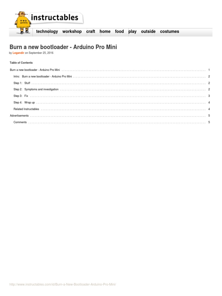 Burn A New Bootloader Arduino Pro Mini | PDF | Arduino | Computer Architecture