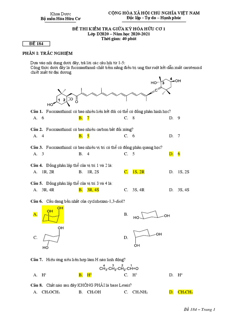 Giuaky hp1 D20 184 Co Dap An | PDF