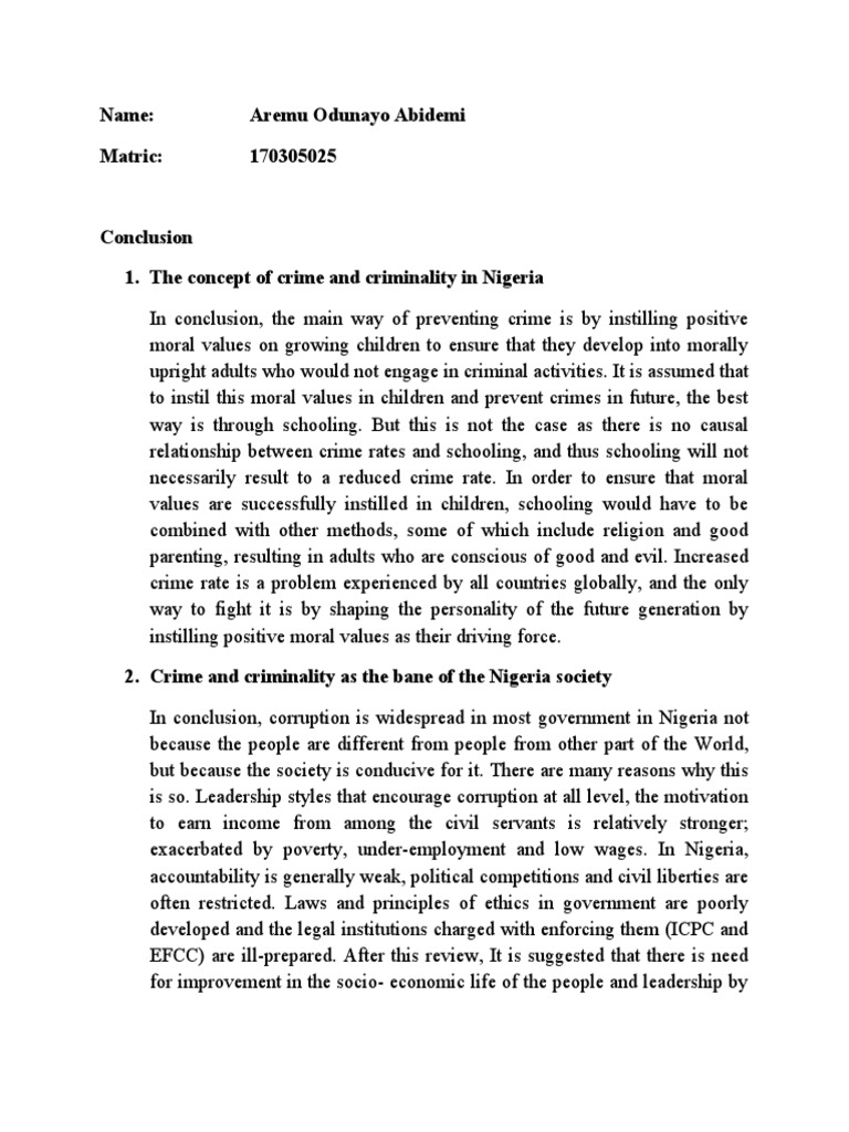 Conclusion | PDF | Crimes | Crime & Violence