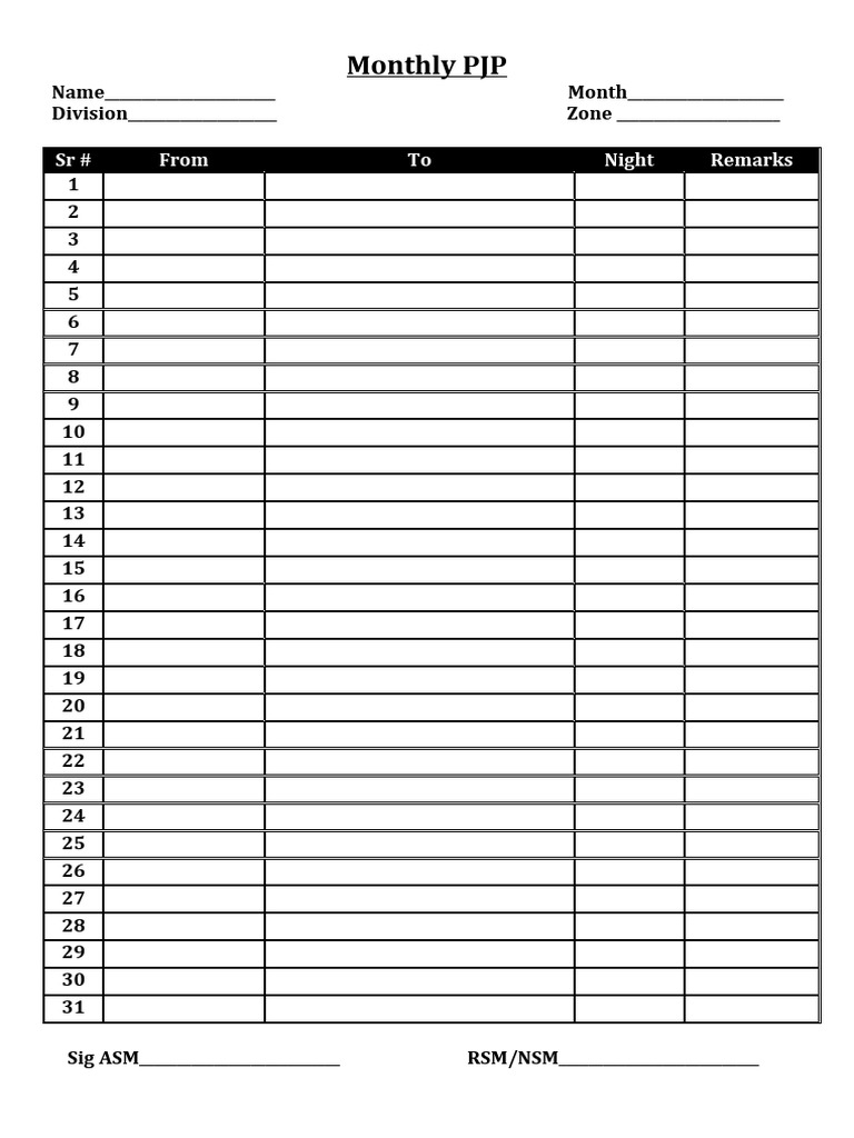 Muddasir Ilyas Monthly PJP Sheet Form 01 | PDF