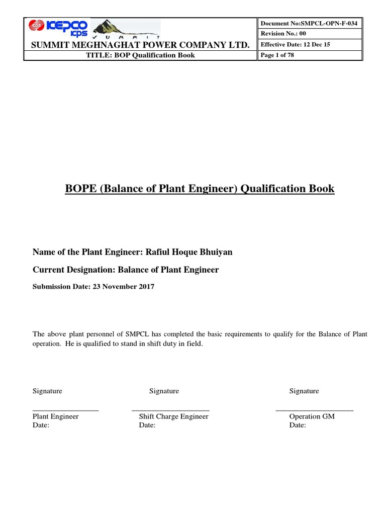 BOP Qual Book Updated - Rafi | PDF | Personal Protective Equipment