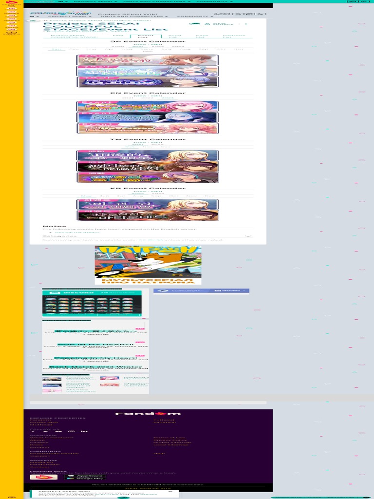 Project SEKAI COLORFUL STAGE!Event List Project SEKAI Wiki Fandom | PDF ...