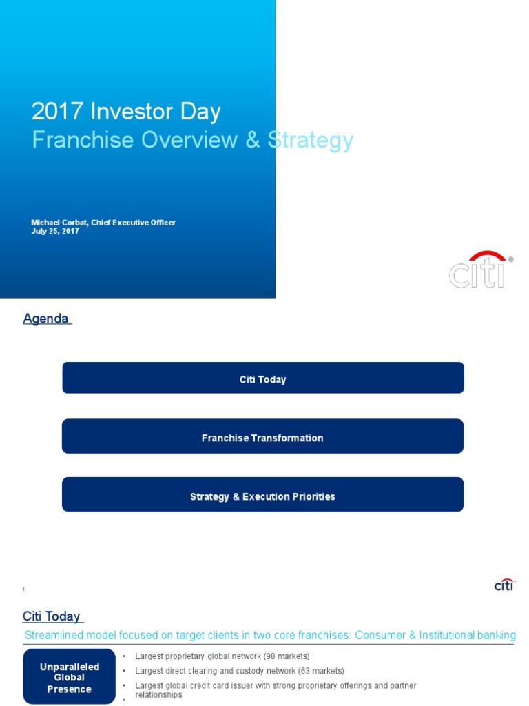 Citi's Strategy for Growth and Returns | PDF | Basel Iii | Equity (Finance)