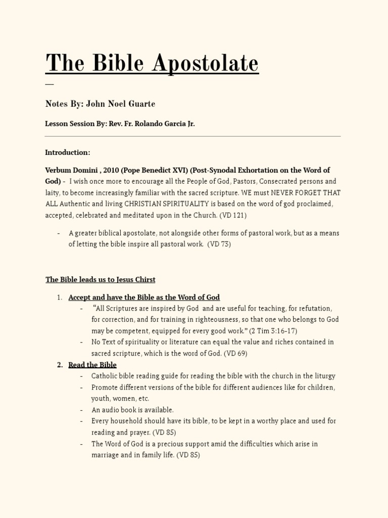 The Bible Apostolate | PDF | Bible | Prayer