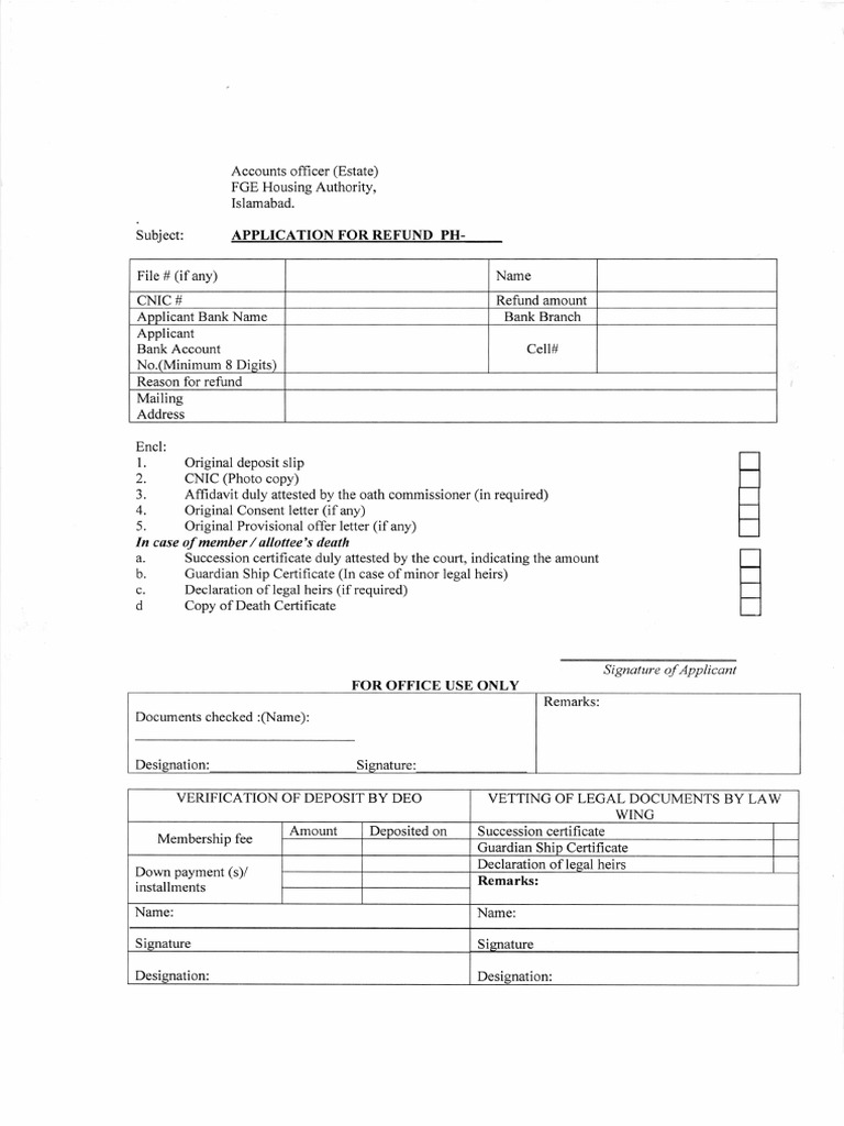 FGEHA Payment Refund Form | PDF