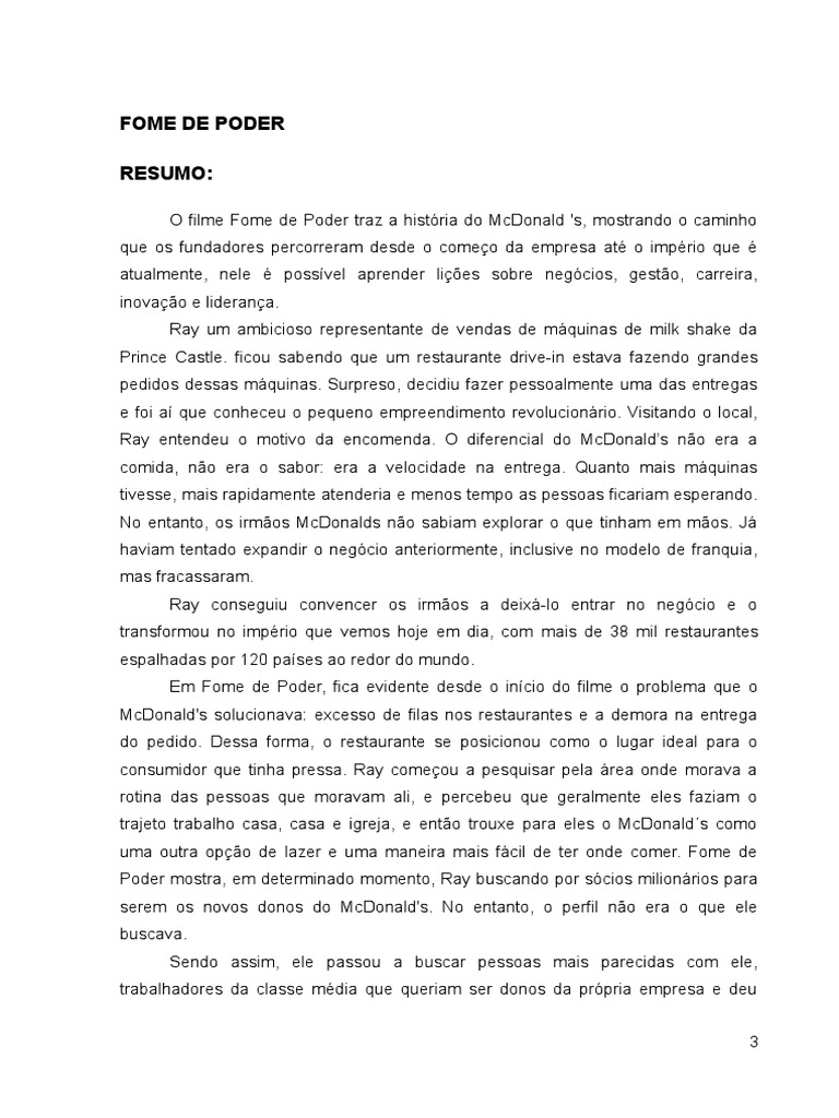 Fome de Poder Resumo | PDF