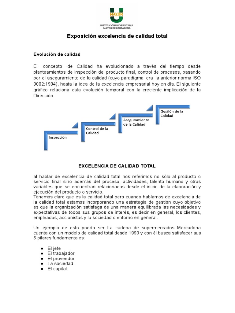 Excelencia en Calidad Total: Principios y Modelos | PDF | Calidad ...