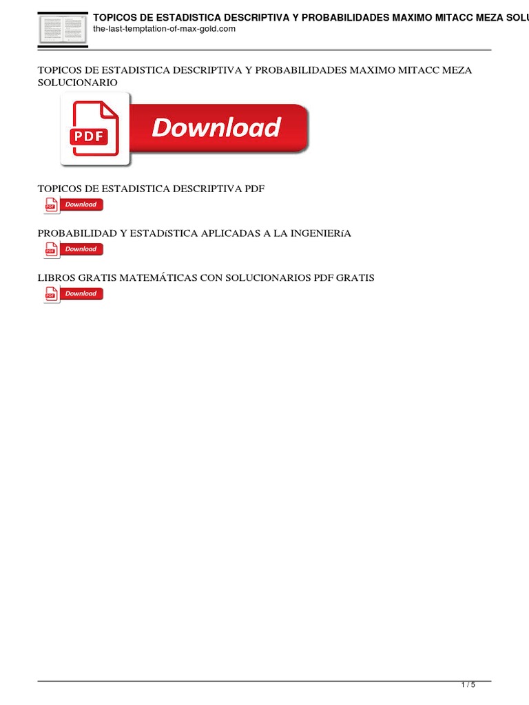 Topicos de Estadistica Descriptiva y Probabilidades Maximo Mitacc Meza Solucionario Libros ...