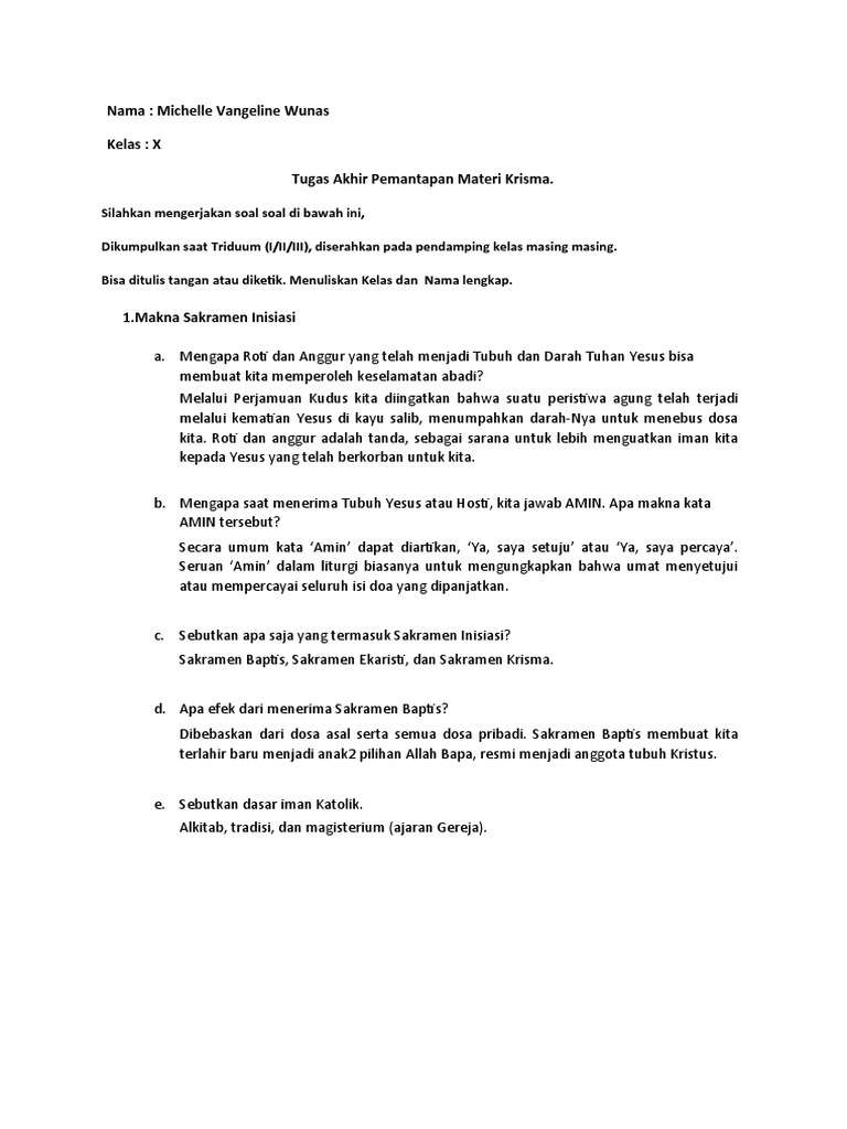 Tugas Akhir Pemantapan Materi Krisma | PDF