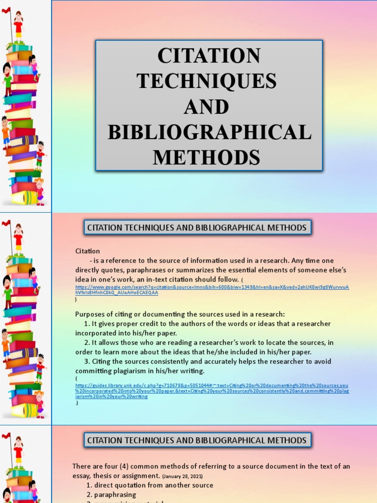 Citation Techniques and Bibliographical Methods | PDF | Citation | Apa ...
