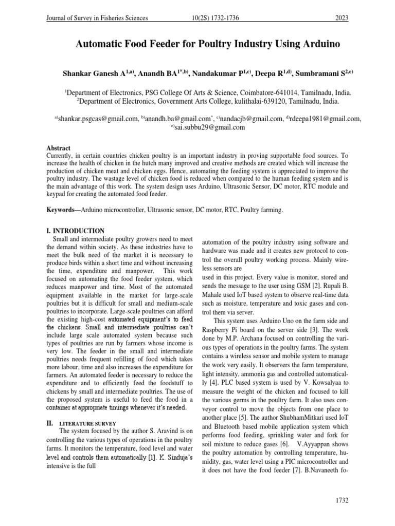 Automatic Food Feeder For Poultry Industry Using Arduino | PDF ...