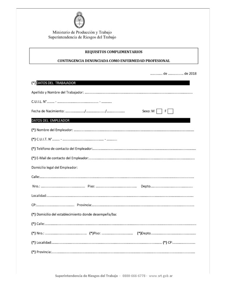 Requisitos Complementarios Enfermedad Profesional | PDF