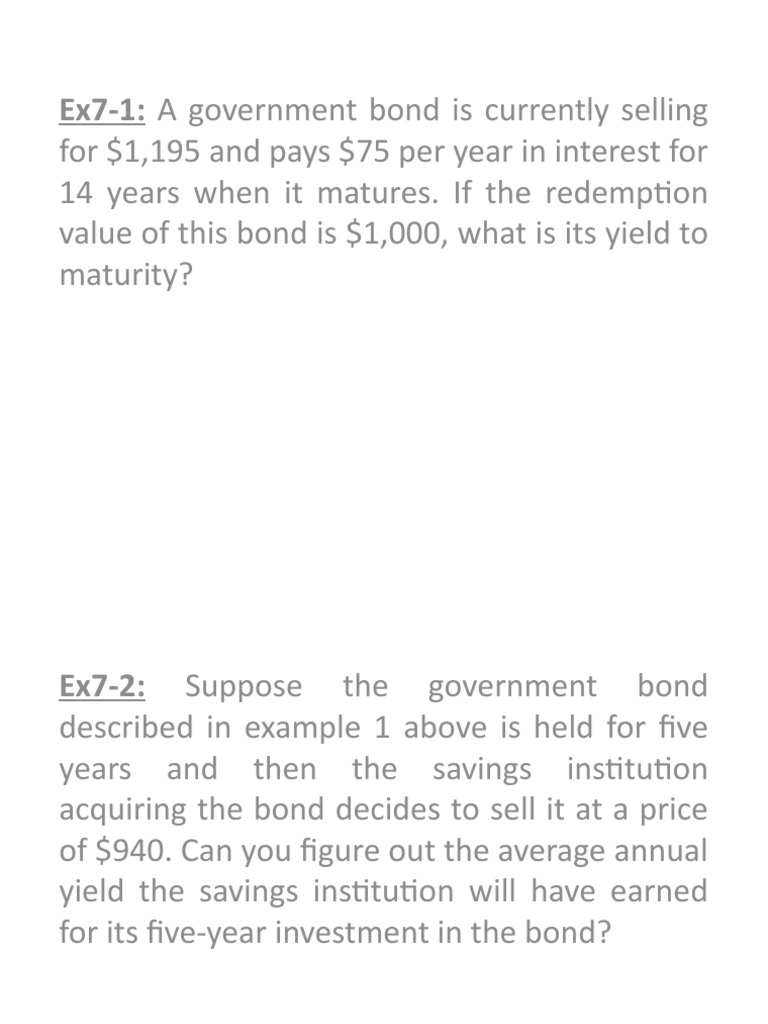 Chapter 7 Examples | PDF | Bonds (Finance) | Bond Duration