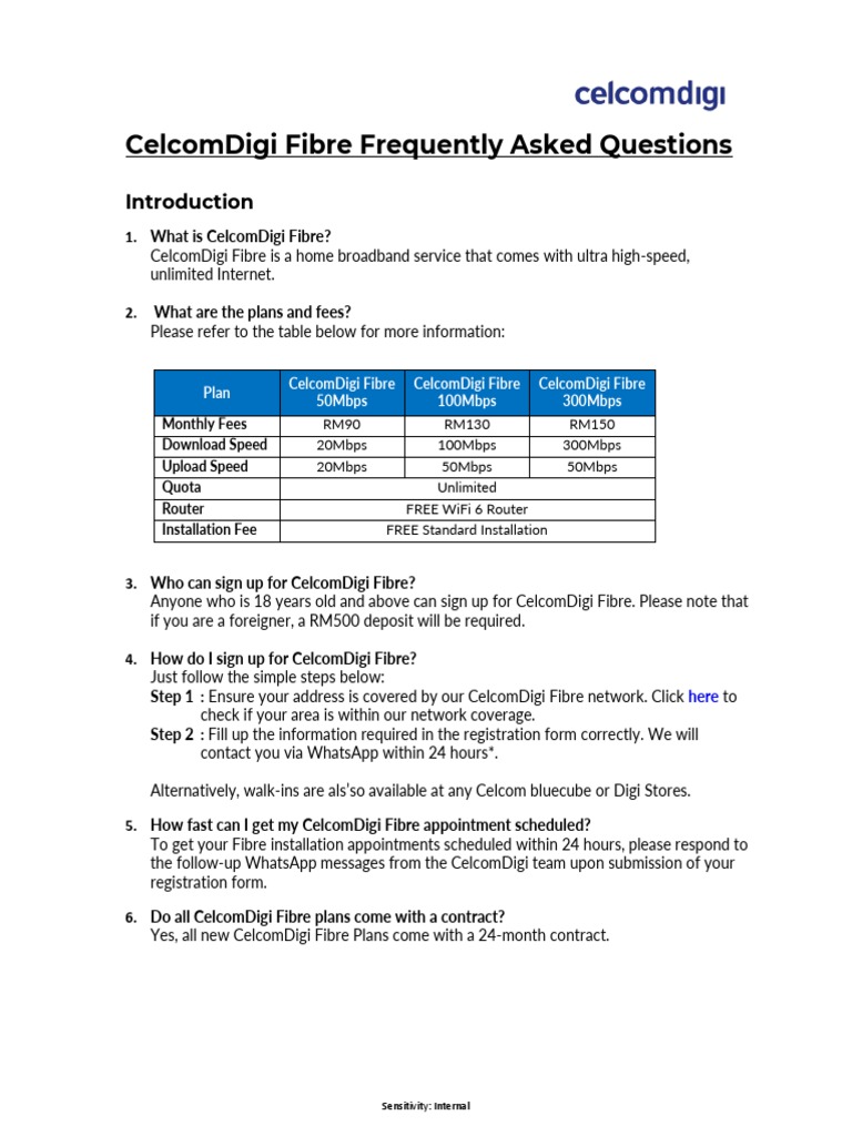 64183b64776e71d65e21a65c - CelcomDigi Fibre Frequently Asked Questions | PDF | Customer Premises ...