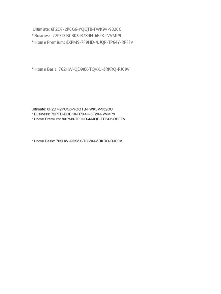 Windows Vista Activation Keys | PDF