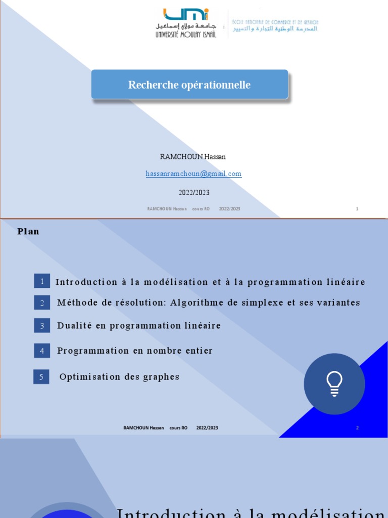 Cours RO ENCG Chap 1 2 3 | PDF | Optimisation linéaire | Recherche ...