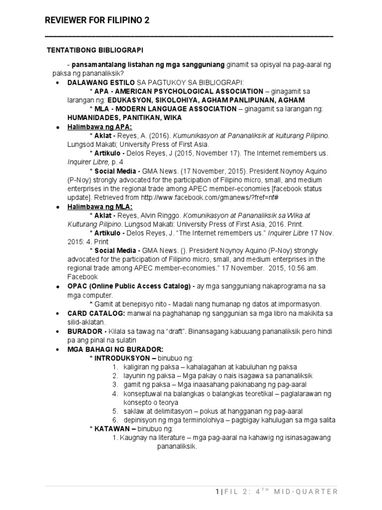 Pagbasa at Pagsusuri 4th Quarter | PDF