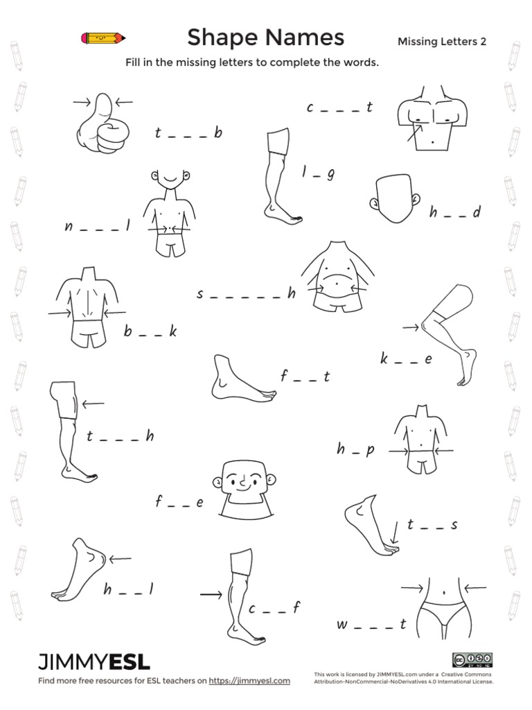 Body Parts Missing Letters BW - JIMMYESL | PDF | Creative Commons ...