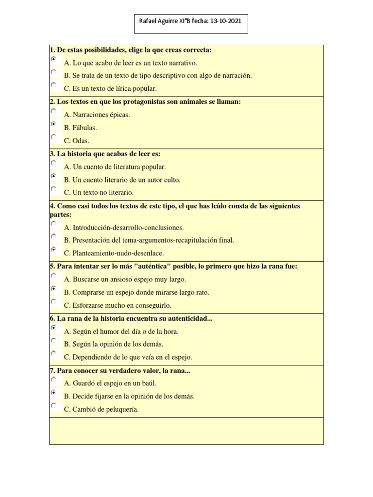 Comprension Lectora de Rana Que Queria Ser Una Rana Autentica Rafael ...