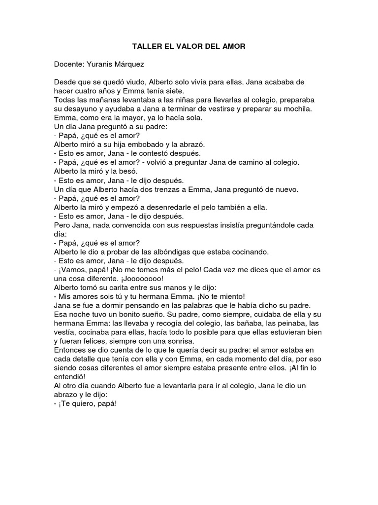 Taller El Valor Del Amor | PDF | Amor