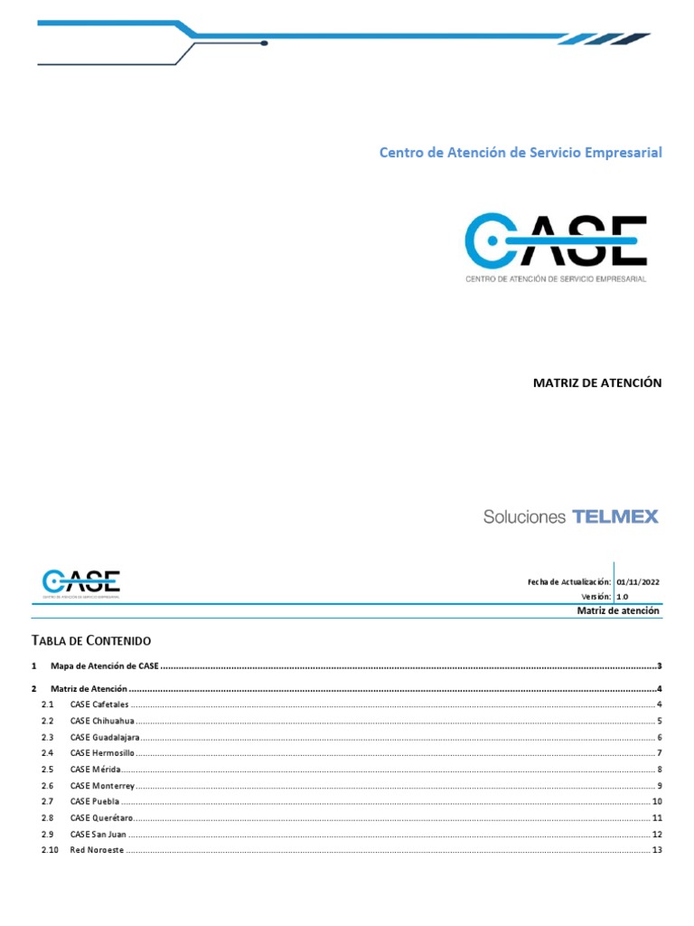 Matriz de Atencion - CASE - v1.0 | PDF