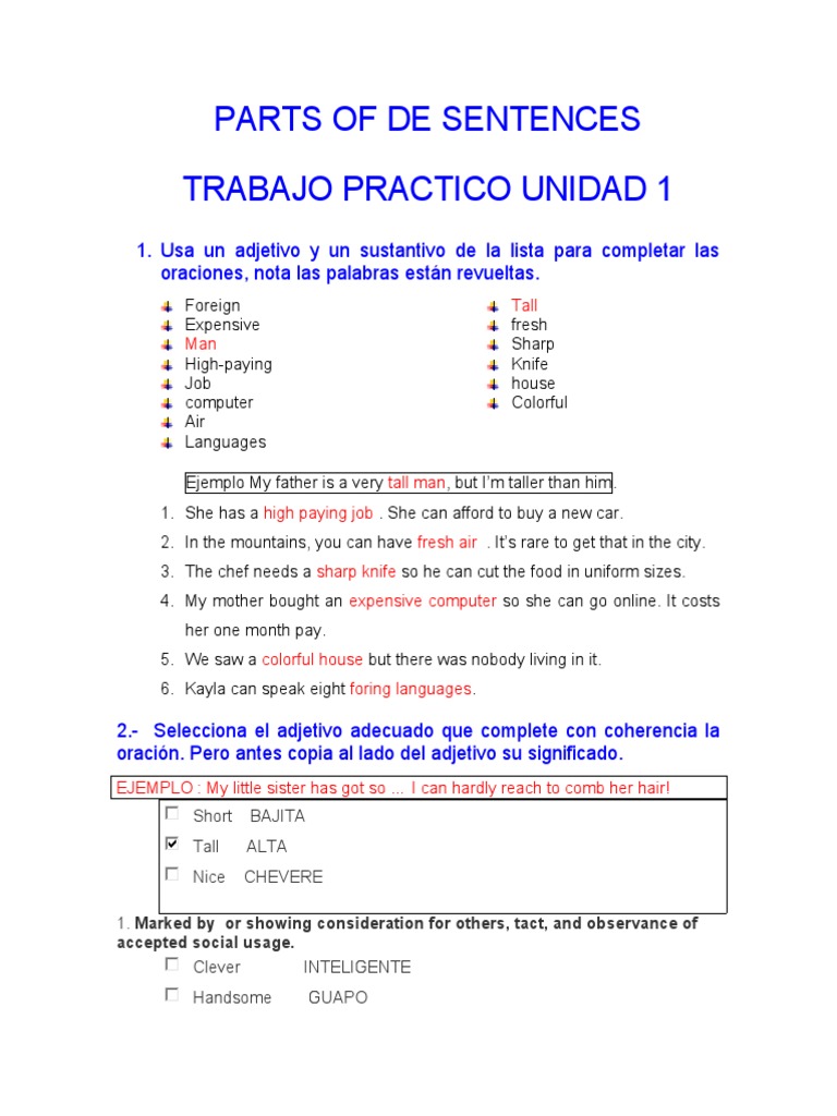 Partes de Las Oraciones | PDF