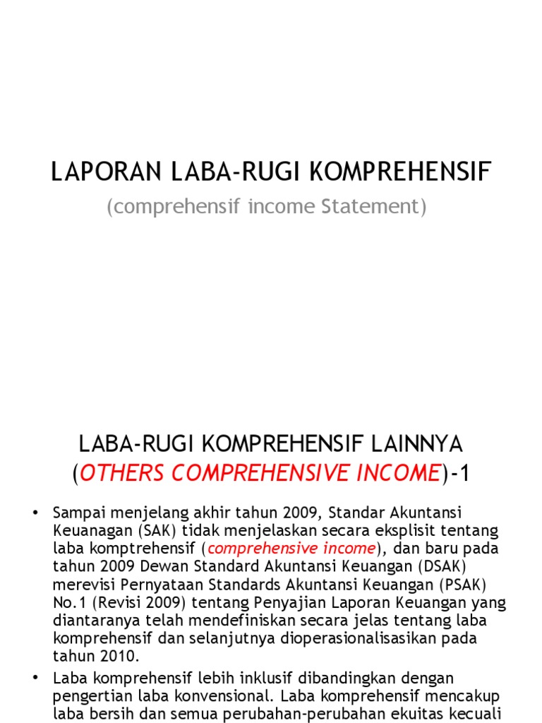Laporan Laba-Rugi Komprehensif | PDF | Pengelolaan Keuangan & Uang ...