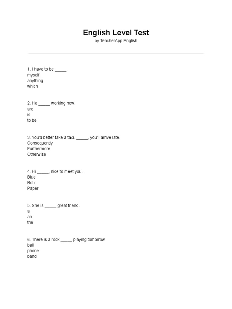 English Level Test | PDF