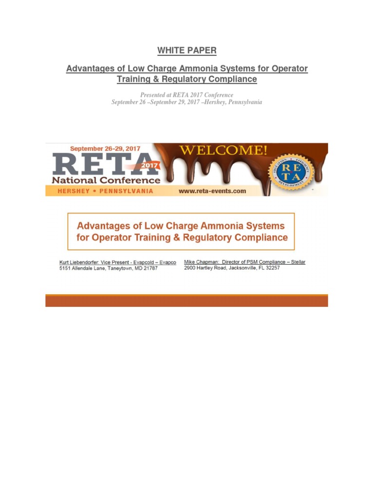 RETA Tech Paper LowCharge Ammoia Systems Evapcold | PDF | Refrigeration ...