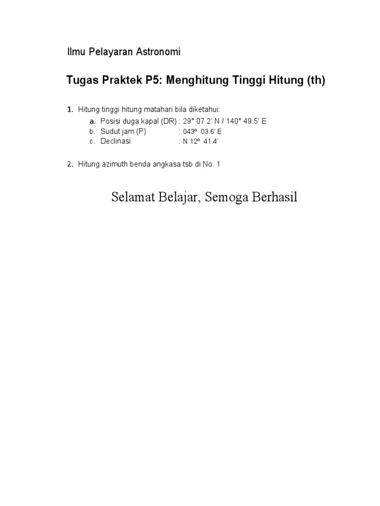 Tugas Praktek P5 Rumus Tinggi Hitung (TH) | PDF