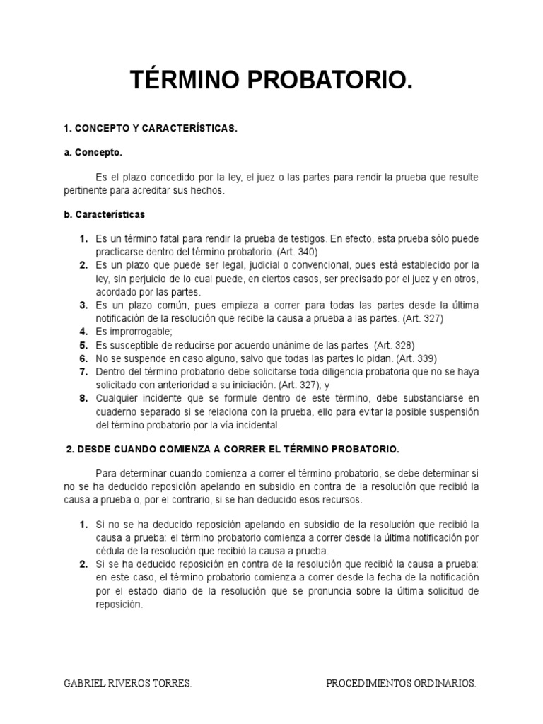 Término Probatorio: Definición y Clases | PDF | Ley Pública | Justicia