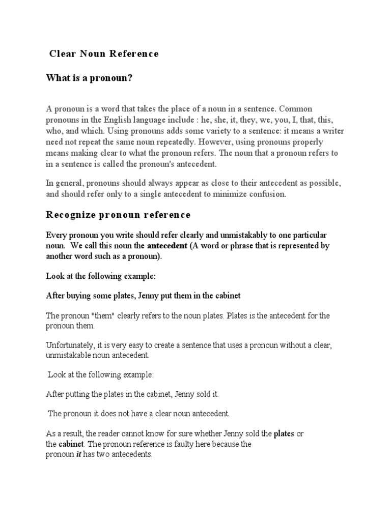 Noun Reference | PDF | Pronoun | Noun